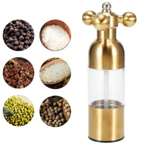 Pepper Mill, Pepper Grinder, Refillable Pepper Salt Spice Mill Grinder, Seasoning Grinding Kitchen Tool, Stainless Steel Sea Salt Grinder for Cooking Home Kitchen(Gold)