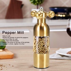 Pepper Mill, Pepper Grinder, Refillable Pepper Salt Spice Mill Grinder, Seasoning Grinding Kitchen Tool, Stainless Steel Sea Salt Grinder for Cooking Home Kitchen(Gold)