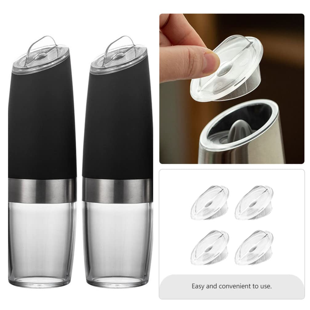 DOITOOL 4 Pcs Electric Pepper Grinder Covers Acrylic Salt Grinder Lids Pepper Mill Dust Proof Covers for Home Kitchen Supply