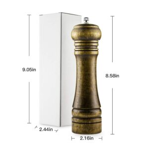 DIGITBLUE Wood Pepper Grinder, Capstan Pepper Mill Ceramic Rotor with Strong Adjustable Coarseness, Wood Pepper Grinder 8 Inch Hand Operated