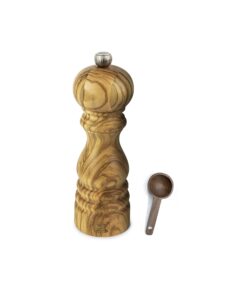 peugeot paris olivier salt mill gift set olive wood - with wooden scoop (7 -inch, salt mill w/ scoop)