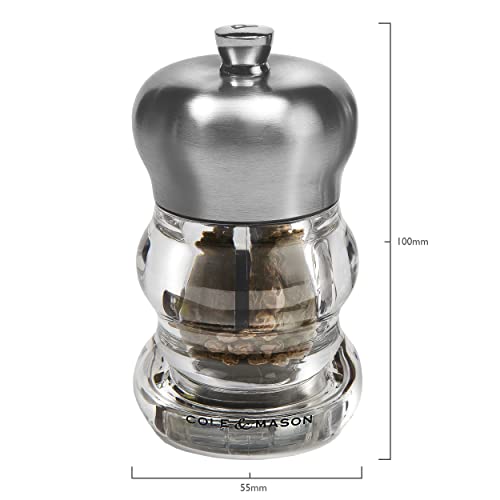 Cole & Mason H307091P Precision Ascot Pepper Mill 100 mm, Transparent/Silver