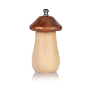 xirhhur wooden salt pepper grinder mini mushroom pepper mill fun manual grinder with ceramic grinding cores adjustable coarseness 4.72¡Á1.57 inches for sea salt, pepper and spices