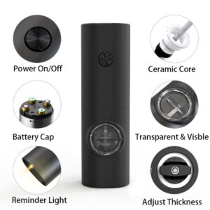 Electric Pepper Grinder or Salt Grinder, Adjustable Coarseness, Battery Powered Electric Pepper Grinder with Lights, one-handed operation, Frosted body ABS quality from IyxicmI