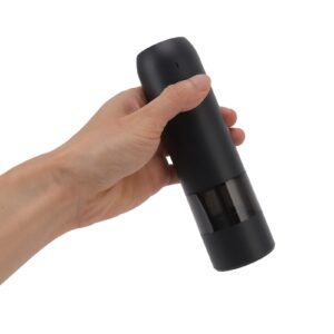 Electric Pepper Grinder, Lasting Rechargeable Electric Pepper Mill Heavy Duty Vanilla Salt Sea Salt (Black)