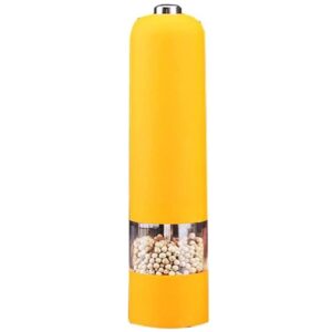 Pepper Grinder Pepper Mill Electric Salt And Pepper Grinder Set，Automatic, Battery Operated ABS Spice Mills Pepper Grinders Pepper Mills (Color : Yellow, Size : 22.5 * 5.2cm)