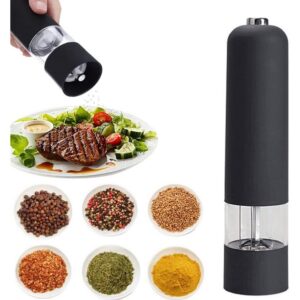 Pepper Grinder Pepper Mill Electric Salt And Pepper Grinder Set，Automatic, Battery Operated ABS Spice Mills Pepper Grinders Pepper Mills (Color : Yellow, Size : 22.5 * 5.2cm)