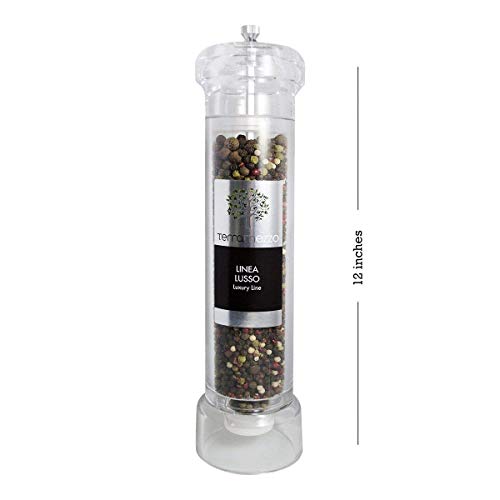 Terramezzo Tall Acrylic Premium Grinder - Mixed Peppercorns 5.3oz - Refillable