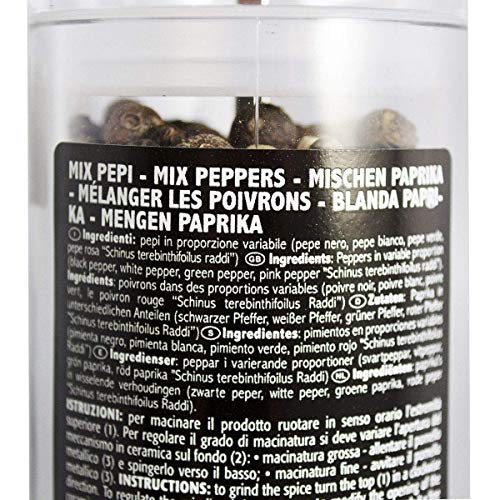 Terramezzo Tall Acrylic Premium Grinder - Mixed Peppercorns 5.3oz - Refillable