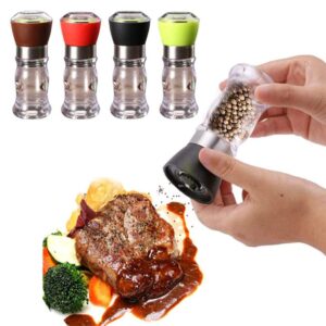 hofumix pepper mill salt pepper shakers pepper grinder spice corn stainless steel mill grinder mulle manual seasoning bottle ceramic adjustable coarseness grinder 4pcs