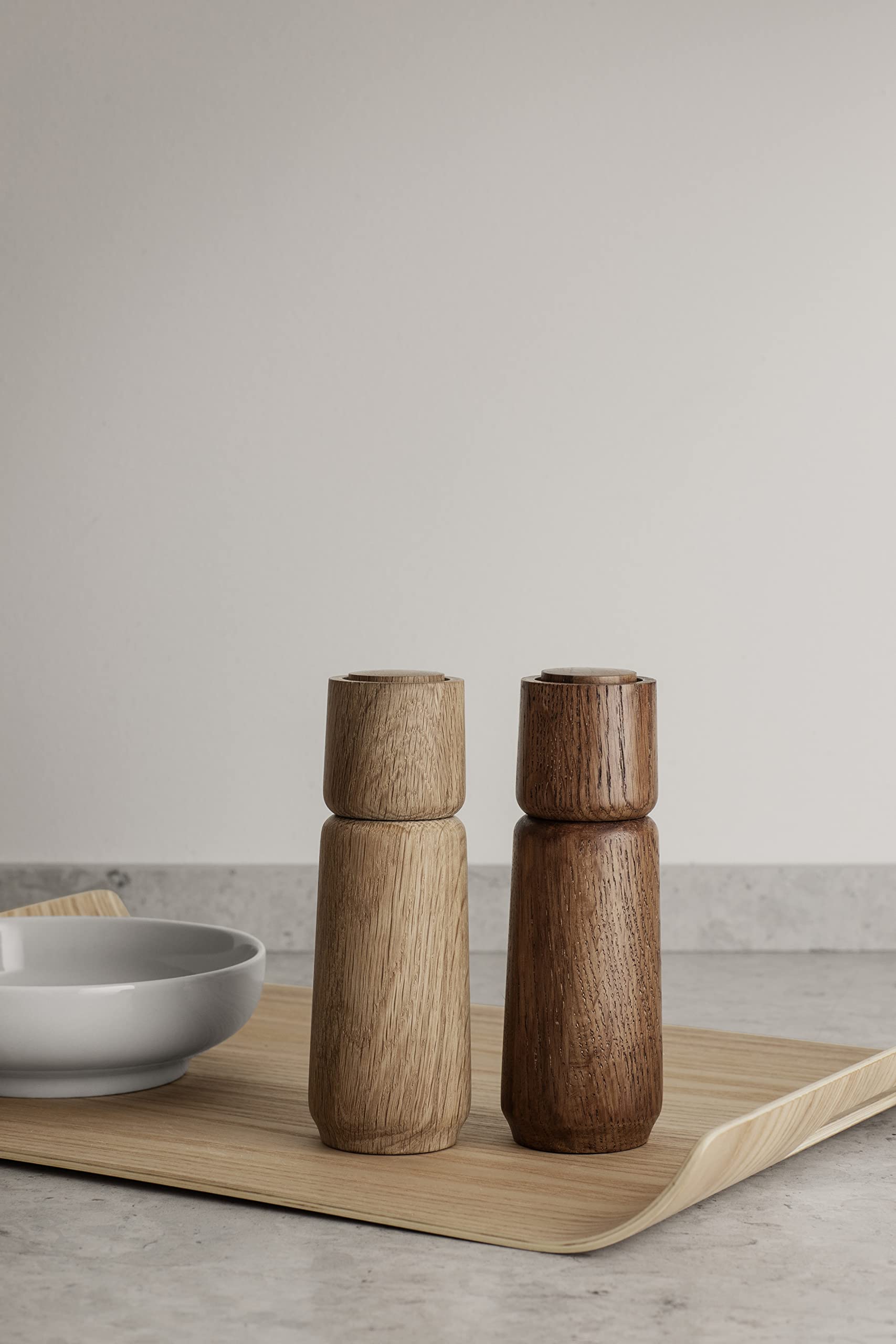 Blomus RO 64267 Salt and Pepper Mill Oak Light