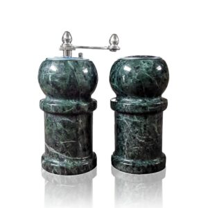 cbam salt & pepper grinder set in italian green marble h.5in home kitchen spices dispenser