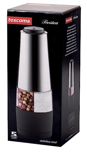 Tescoma Electric Pepper/Salt Mill, 2 in 1 President, Assorted, 9.1 x 9.1 x 21 cm