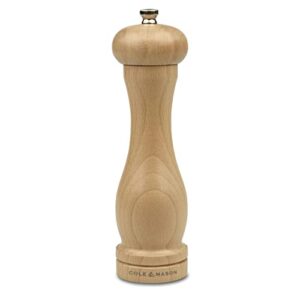 cole & mason ha0825p beech capstan a8 salt mill, precision+ wooden, beech wood, 200 mm, single, includes 1 x salt grinder