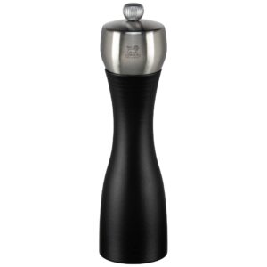 peugeot fidji - pepper mill - with - lacquered wood and stainless steel - black - 20cm