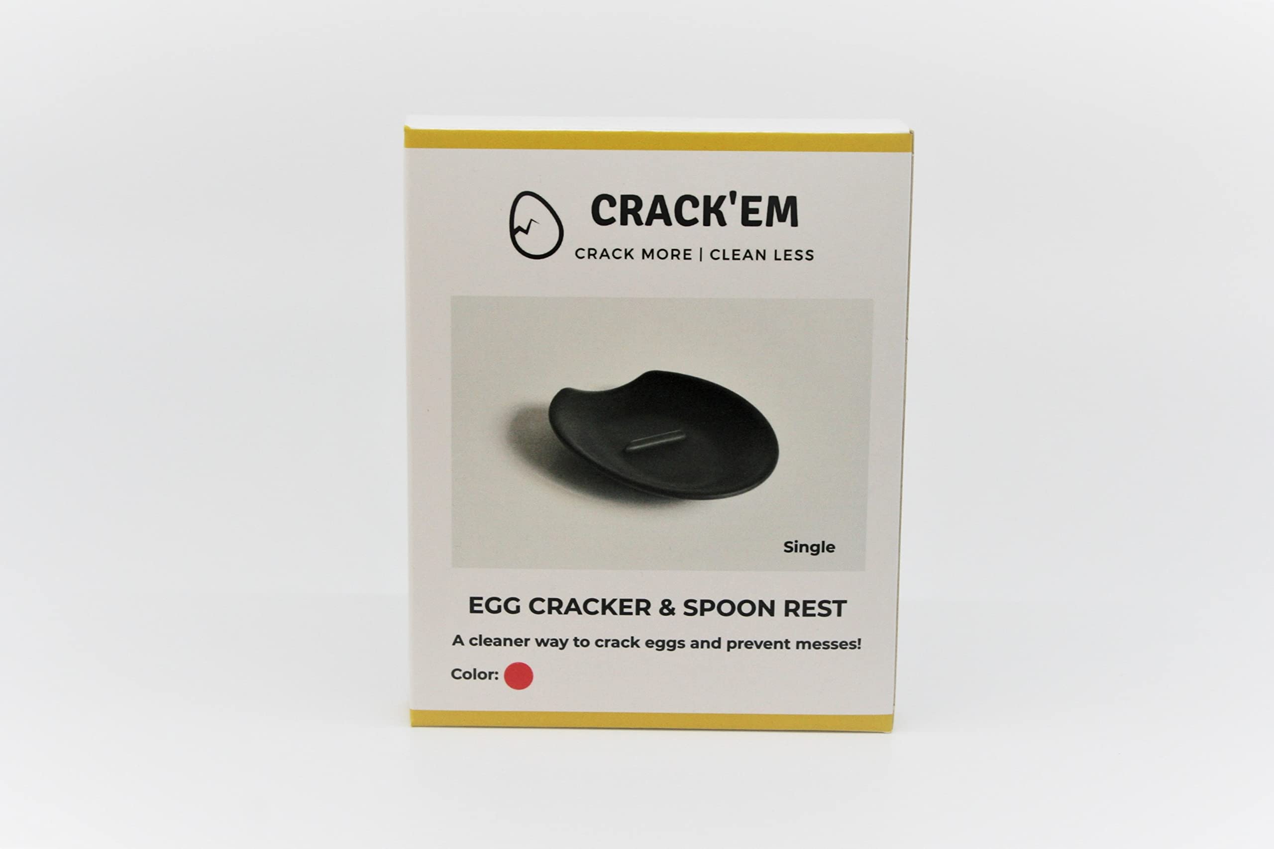 Crack'em Egg Cracker & Spoon Rest (Candy Apple Red) - Perfectly Cracks Eggs & Contains Messes - Easy to Use & Clean - Great for Kids - Prevents Broken Yolks