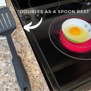 Crack'em Egg Cracker & Spoon Rest (Candy Apple Red) - Perfectly Cracks Eggs & Contains Messes - Easy to Use & Clean - Great for Kids - Prevents Broken Yolks