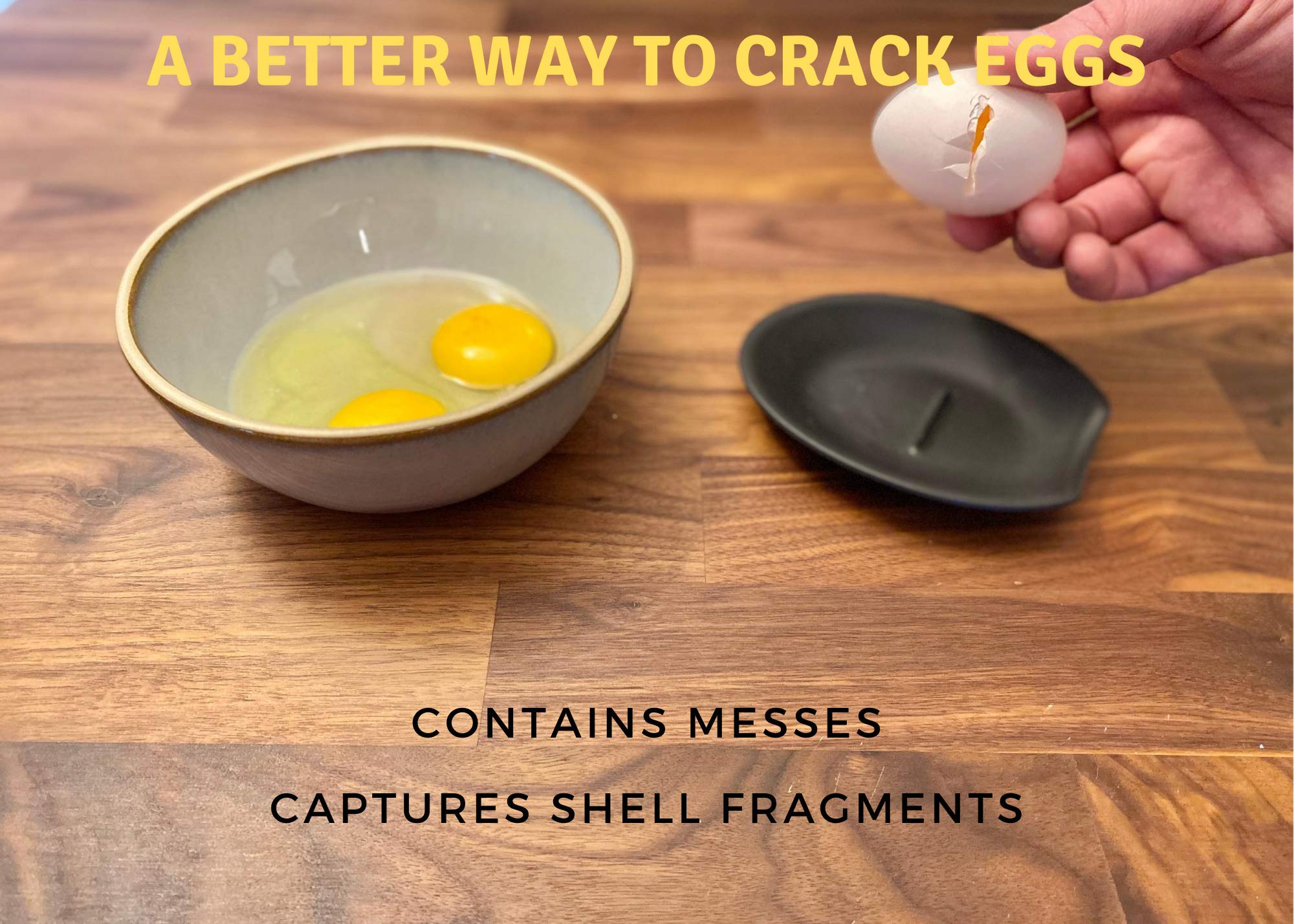 Crack'em Egg Cracker & Spoon Rest (Candy Apple Red) - Perfectly Cracks Eggs & Contains Messes - Easy to Use & Clean - Great for Kids - Prevents Broken Yolks