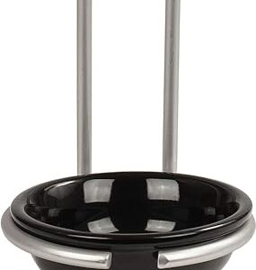 Spectrum Diversified Euro Standing Spoon Rest with Ceramic Dish Upright Utensil Holder for Stovetop & Kitchen Counter Organization, Modern Vertical Design, 1, Satin Nickel/Black