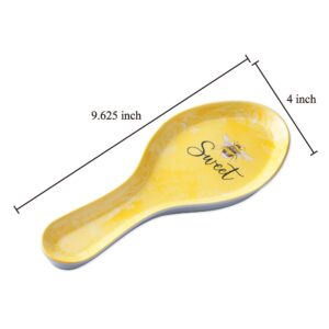 UPware Melamine Spoon Rest Spoon Holder Kitchen Utensil Holders 9.625 Inch for Kitchen Counter Dining Table (Sweet Bee)