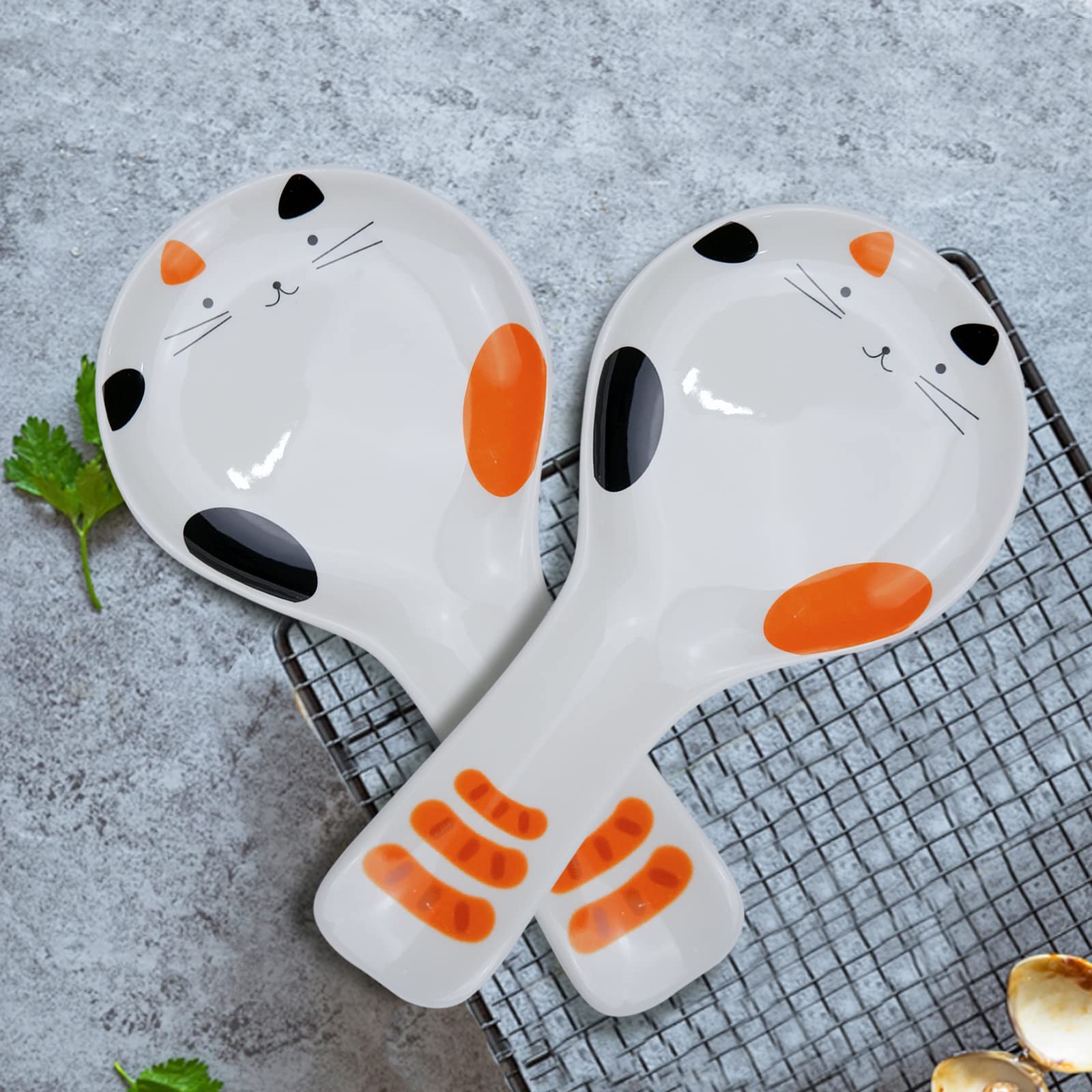 Cat Spoon Rest,Cute Spoon Holder for Stove Top,Spoon Rest Ceramic for Kitchen Counter (Color)