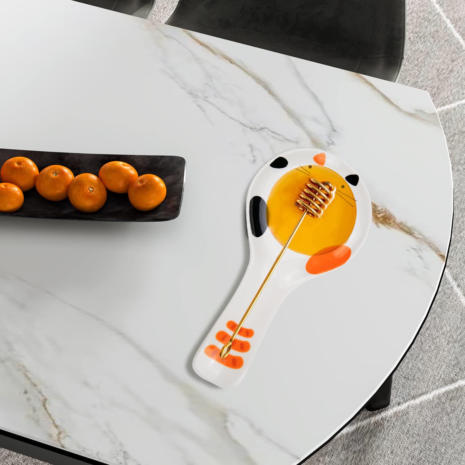 Cat Spoon Rest,Cute Spoon Holder for Stove Top,Spoon Rest Ceramic for Kitchen Counter (Color)