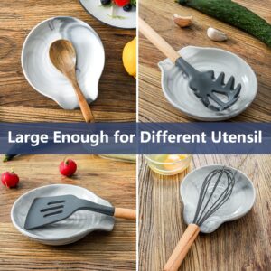 Adewnest Large Spoon Rest for Stove Top : Spoon Holder for Kitchen Counter - Coffee Spoon Rest Ceramic - White Marble Utensil Rest for Ladle, Tongs - Cooking Spatula Holder for Countertop (5.7 Inch)