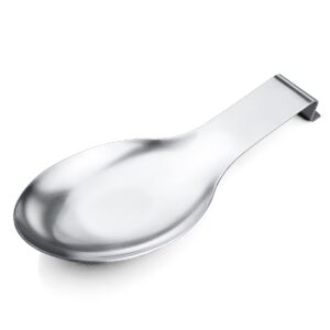 1 pcs stainless steel spoon rest, spoon holder for stove top, utensil spoon rest holder, kitchen utensils holder for ladles, spatula, cooking utensils or kitchen tools (silver)