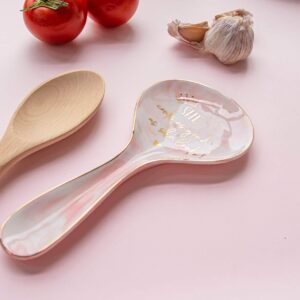 VILIGHT Mom's Gift for Her - Utensil Holder for Cooking Kitchen Accessories for Women - She Cooks As Good As She Looks Pink Marble Spoon Rest