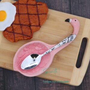 Animal-themed Ceramic Spoon Rest Kitchen Ladle and Spoon Holder - Flamingo