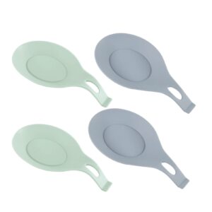 4-pack silicone spoon rest for kitchen counter, kitchen gadgets organizer kitchen spoon holder, almond-shaped cooking spoon holder for stove top for countertop