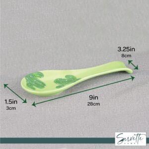 Ceramic Spoon Rest Kitchen Ladle and Spoon Holder - Cactus