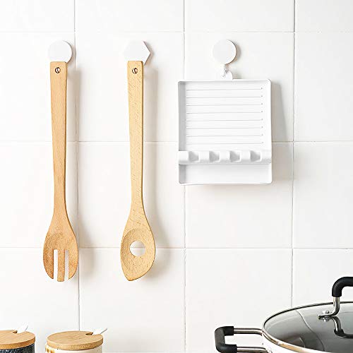 Kitchen Utensil Rest, Spoon Rest, Kitchen Utensil Set, Upgrade Hanging Design, Heat-Resistant, BPA - Free Spoon Holder for Spoons, Ladles, Tongs & More - 2 Pack (White & Grey) - Luck Love