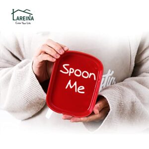 Lareina Ceramic Spoon Rest For Stove Top - Spoon Holder For Kitchen Counter Top, Heat-Resistant Cooking Utensil Rest, Cute Spoon Rest, Modern Farmhouse Kitchen Decor, Red