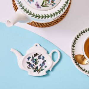 Portmeirion Botanic Garden Teapot Shaped Spoon Rest | Cooking Utensil Holder for Kitchen Counter and Stove Top | Made in England from Fine Earthenware