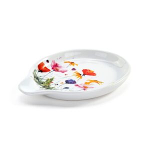 DEMDACO Watercolor Wildflowers 6 x 4.5 Ceramic Stoneware Spoon Rest