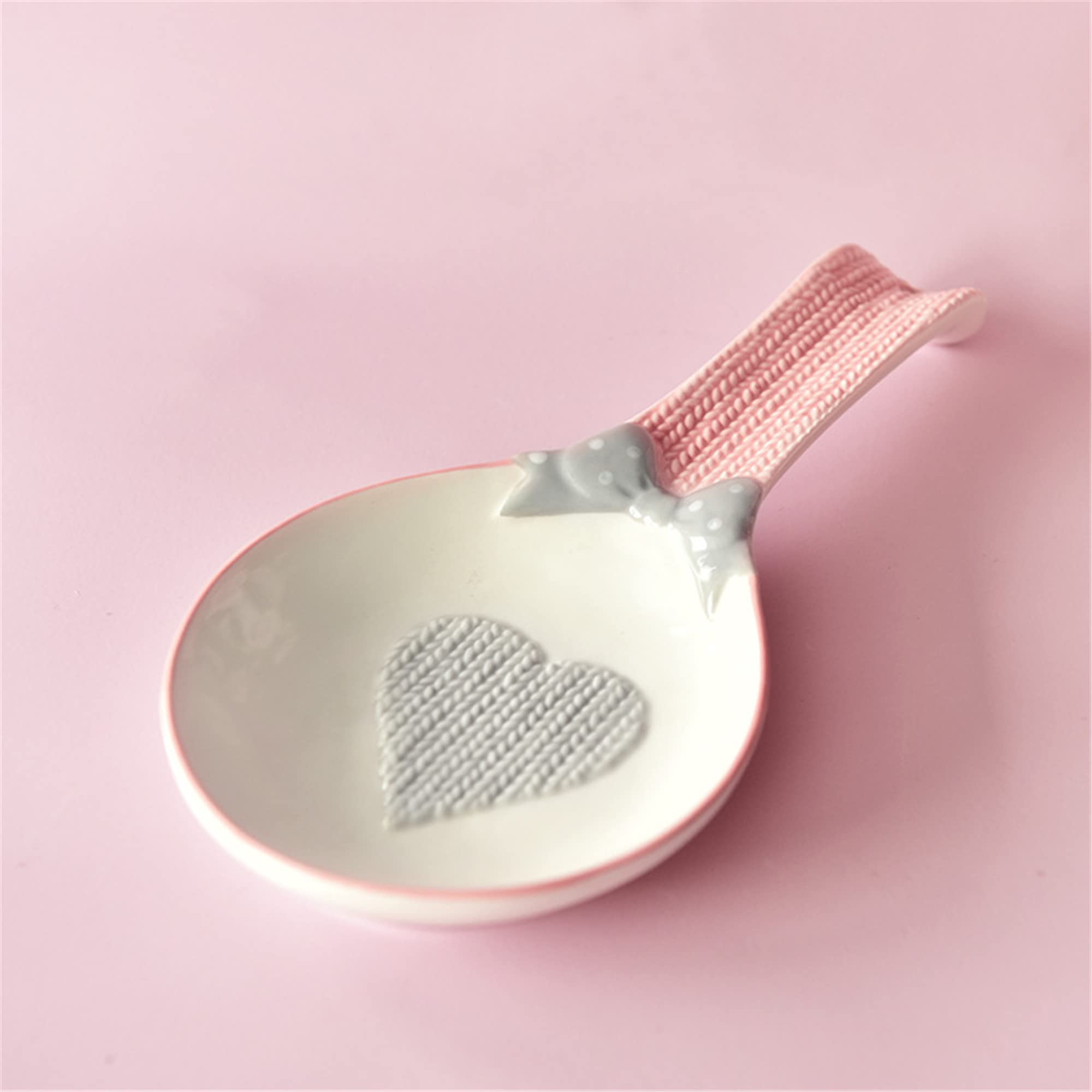 Ceramic Spoon Rest for Stove Top,Cooking Large Spoon Holder for Kitchen Counter/Stove Top/Dining Table, Modern Farmhouse Decor,Pink White