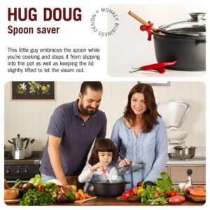 Monkey Business Hug Doug Spoon Saver, Spoon Holder and Lid Lifter - Ideal for Standard-Sized Utensils, Silicone Spoon Rest, Stove Spoon Holder, Cool Kitchen Gadgets & Cute Kitchen Accessories