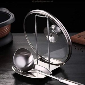 Lid And Spoon Rest,Pan Pot Cover Lid Rack Stand Organizer,304 Stainless Steel Spoon Rest Stove Organizer Storage Utensils Lid Holder Spoon Holder Lid Rest for Spoon Storage (Silver)