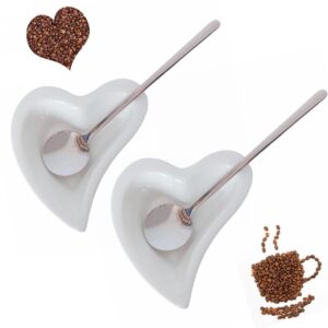 coffee spoon and rest set, heart coffee spoon rest for coffee bar small spoon rest for coffee station tea spoon rest coffee spoon holder for coffee bar teaspoon rest with spoon (two sets)