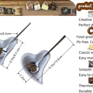 Coffee Spoon and Rest Set, Heart Coffee Spoon Rest for Coffee Bar Small Spoon Rest for Coffee Station Tea Spoon Rest Coffee Spoon Holder for Coffee Bar Teaspoon Rest with Spoon (Two Sets)