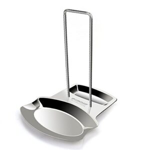 yummy sam pot lid holder and spoon rest, stainless steel utensils lid spoon holder ladle rest pot lid rack shelf stand holder multifunctional storage rack stove organizer (silver)