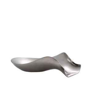 nambe curvo spoon rest | stainless steel cooking utensil rest | spatula ladle holder for kitchen countertop | dishwasher safe | designed by steve cozzolino