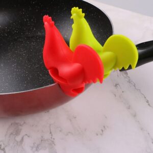 Spoon Rest Rooster Pot Clip: 2pcs Silicone Pot Clip Spoon Rest Cooking Utensil Holder Pot Side Clip Spoon Holder for Pot Lid Holders