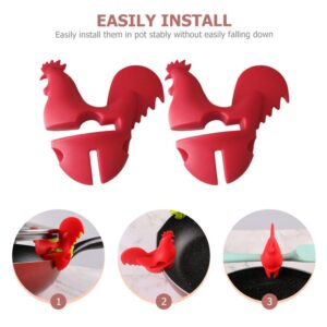 Spoon Rest Rooster Pot Clip: 2pcs Silicone Pot Clip Spoon Rest Cooking Utensil Holder Pot Side Clip Spoon Holder for Pot Lid Holders