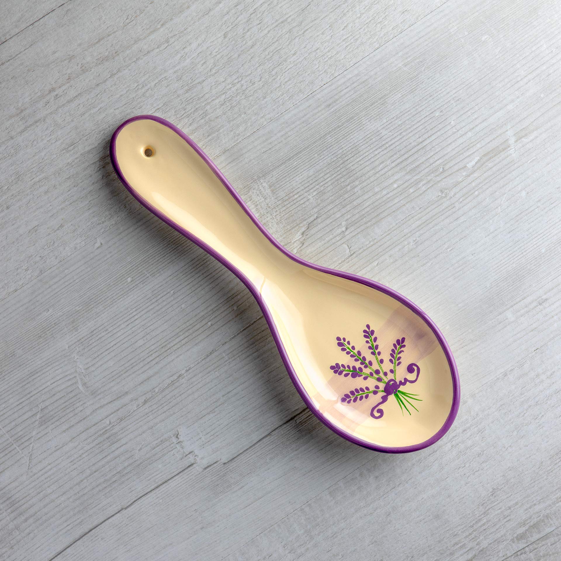 Handmade Lavender Floral Purple And Cream Ceramic Kitchen Cooking Spoon Rest | Pottery Utensil Holder | Housewarming Gift by City to Cottage®