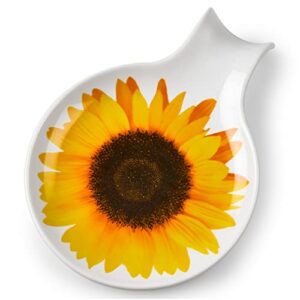 sunflower ceramic spoon rest- kitchen counter spoon holder - stove top kitchen spoon rest - cute ceramic spoon rests – utensil spoon holder for cooking