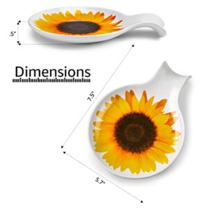 Sunflower Ceramic Spoon Rest- Kitchen Counter Spoon Holder - Stove Top Kitchen Spoon Rest - Cute Ceramic Spoon Rests – Utensil Spoon Holder for Cooking