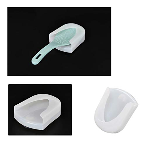 UPKOCH Spoon Suction Cup Holder Plastic Rice Spoon Stand Rest Cooker Scoop Rack Organizer For Home Kitchen Tool (White)