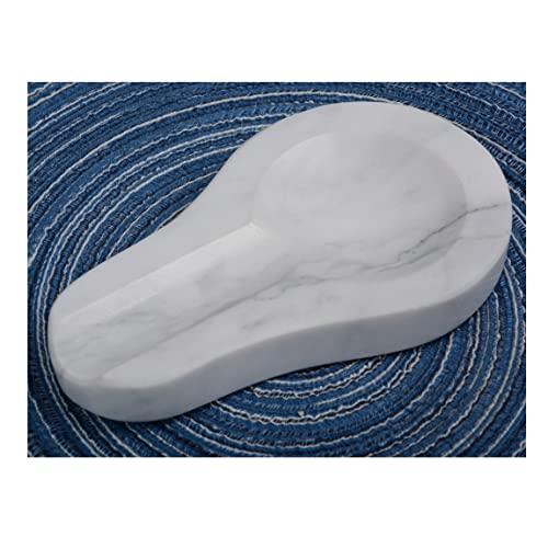 SIPARUI Spoon Rest,Marble Spoon Rest Perfect for Spatula,Ladle,Fork other Kitchen Utensil Rest,Handmade Spoon Holder for Stove Top Chef's Preferred Kitchen Tool(White)